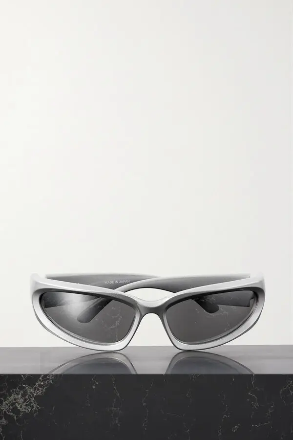 Balenciaga Swift Oval-Frame Acetate Sunglasses In Silver - 50% Off