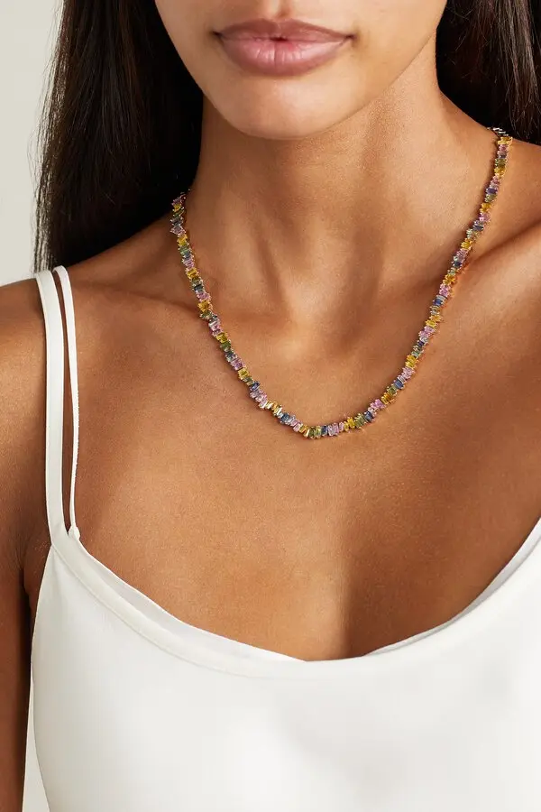 SUZANNE KALAN 18-karat Rose Sapphire Necklace