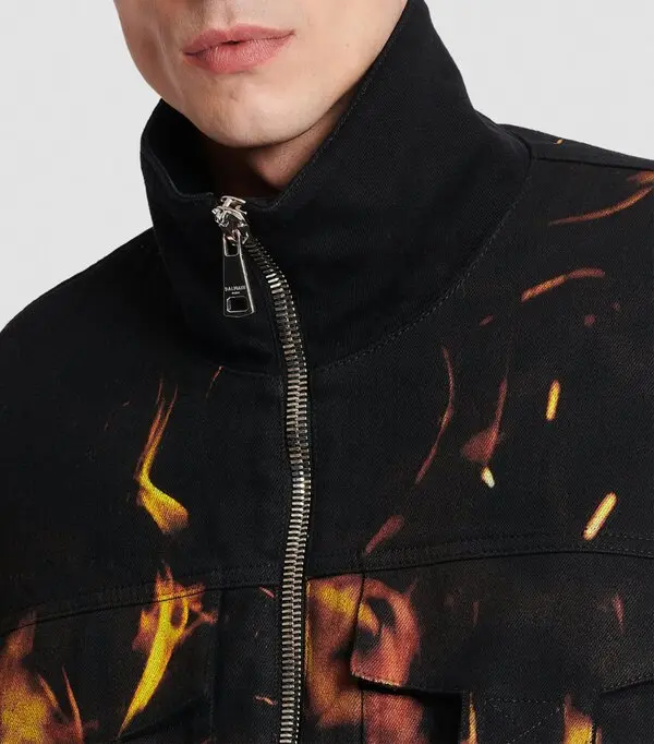 Balmain Fire Print Bomber Jacket