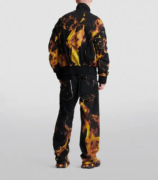 Balmain Fire Print Bomber Jacket