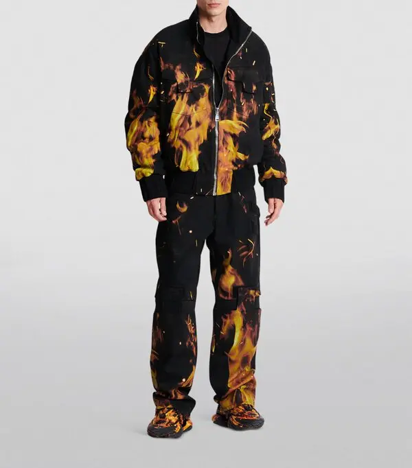 Balmain Fire Print Bomber Jacket