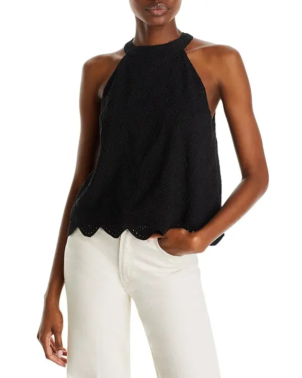 Aqua Sleeveless Eyelet Top Exclusive - Black