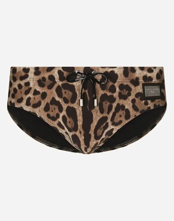 Dolce & Gabbana Leopard Printed Swim Briefs - Animal Print