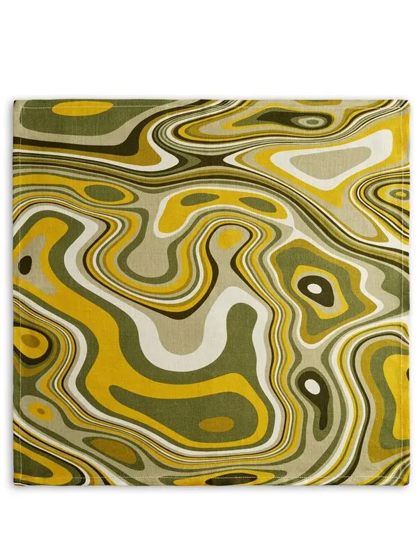 L'Objet Sateen Waves Linen Napkins - Green