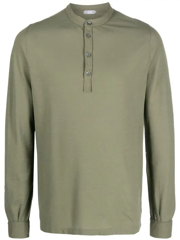 ZANONE Band-collar Polo Shirt - Green