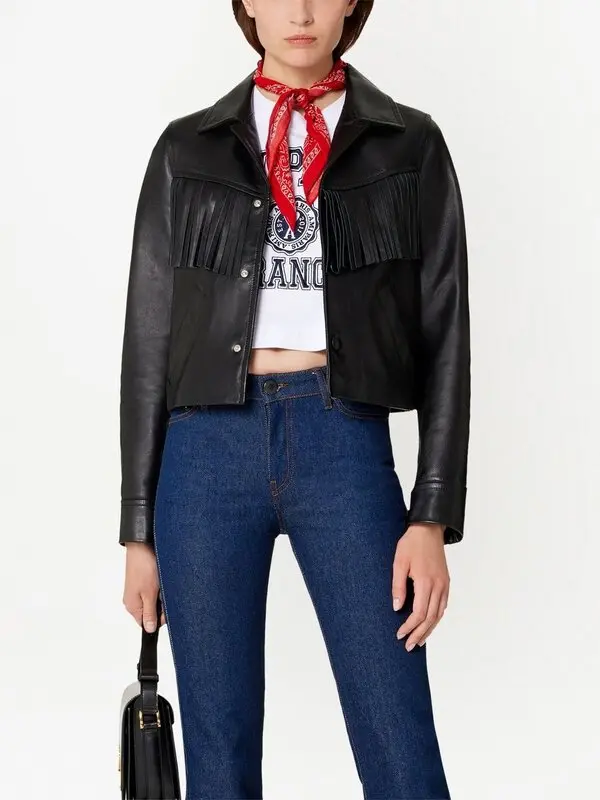 Ami Tasselled Leather Jacket
