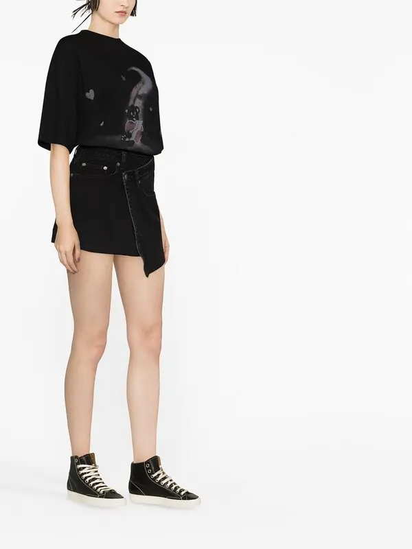 Ksubi Asymmetric Denim Mini Skirt