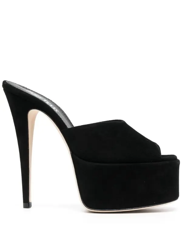 Paris Texas Peep-toe Stiletto Heel Mules - Black