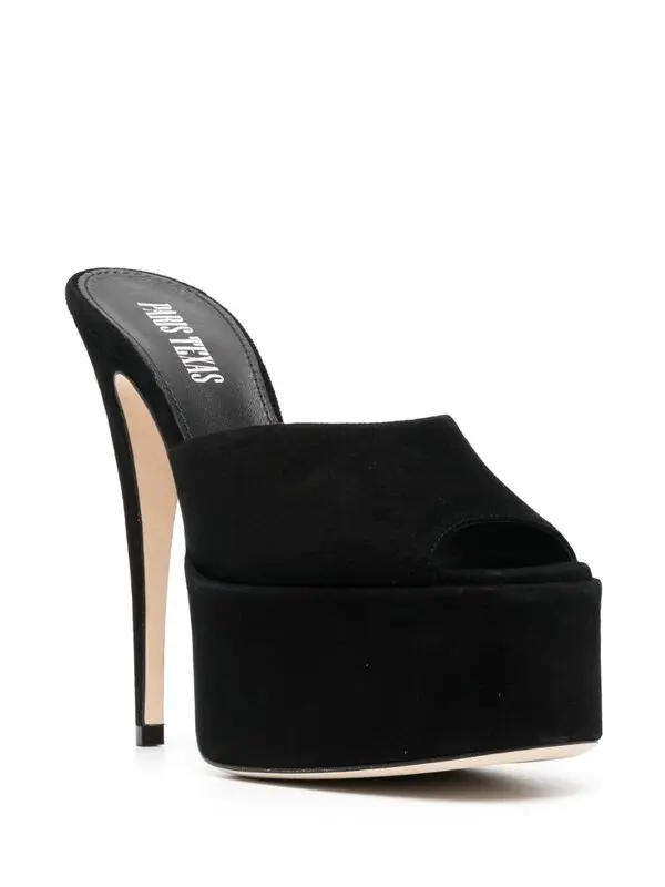Paris Texas Peep-toe Stiletto Heel Mules - Black