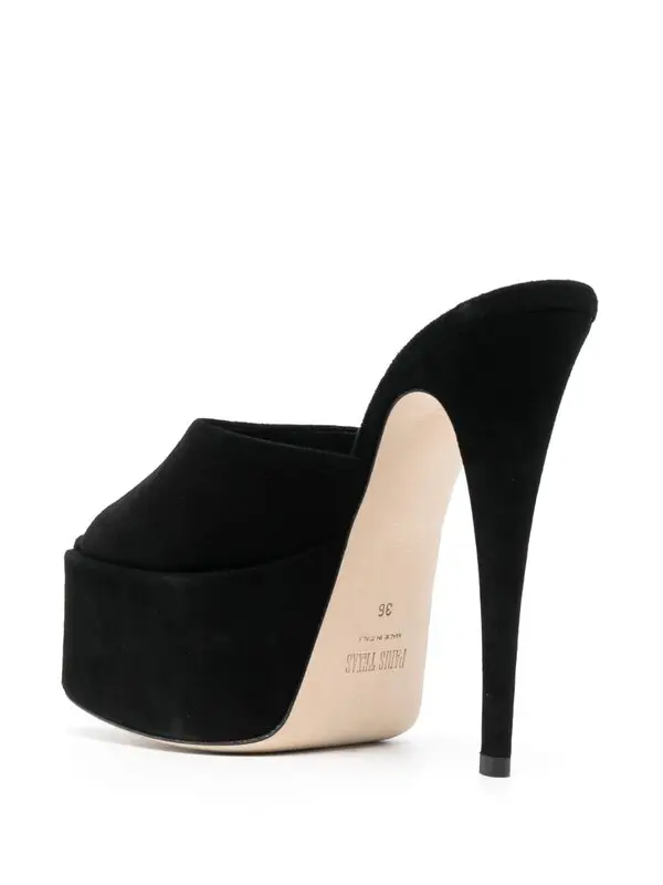 Paris Texas Peep-toe Stiletto Heel Mules - Black