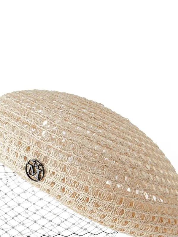 MAISON MICHEL Emily Veil-embellished Beret - Neutrals