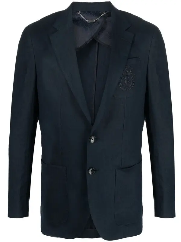 BILLIONAIRE Logo-embroidery Linen Blazer