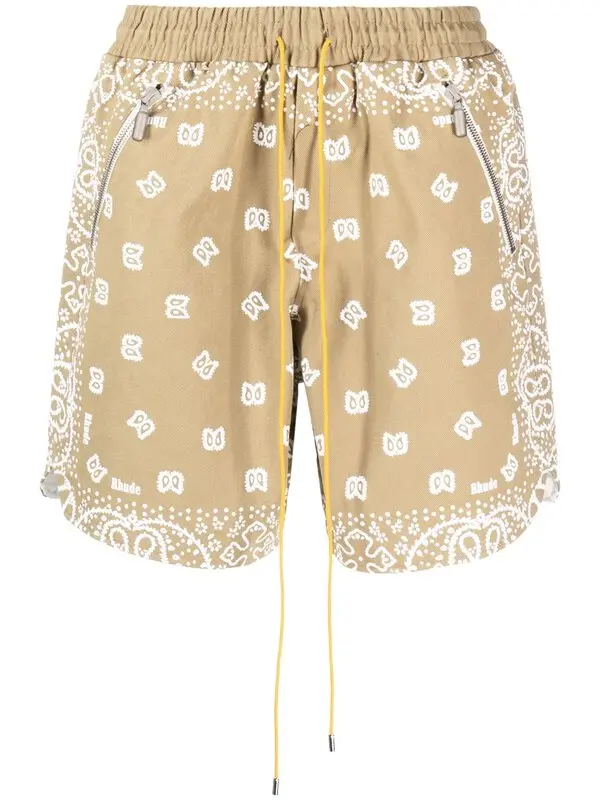 Rhude Bandana-print Cotton Shorts - Brown