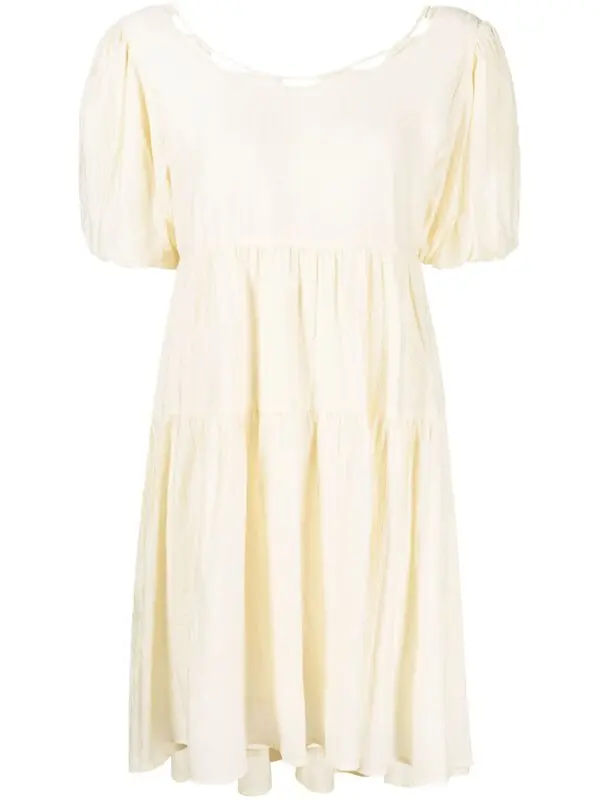 B+AB Puff Sleeve A-line Dress - Yellow