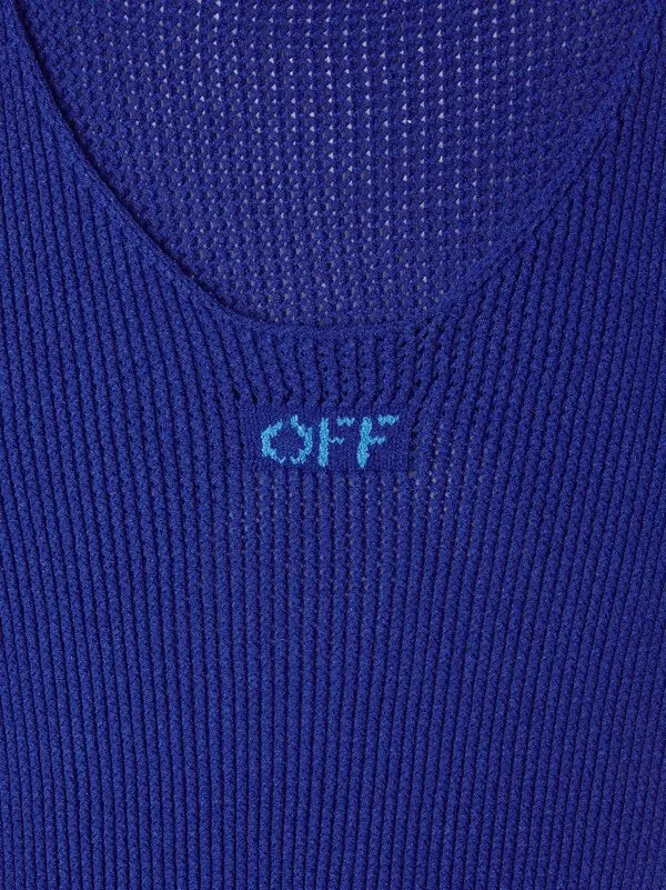 Off-White Ribbed Cut-out Dress