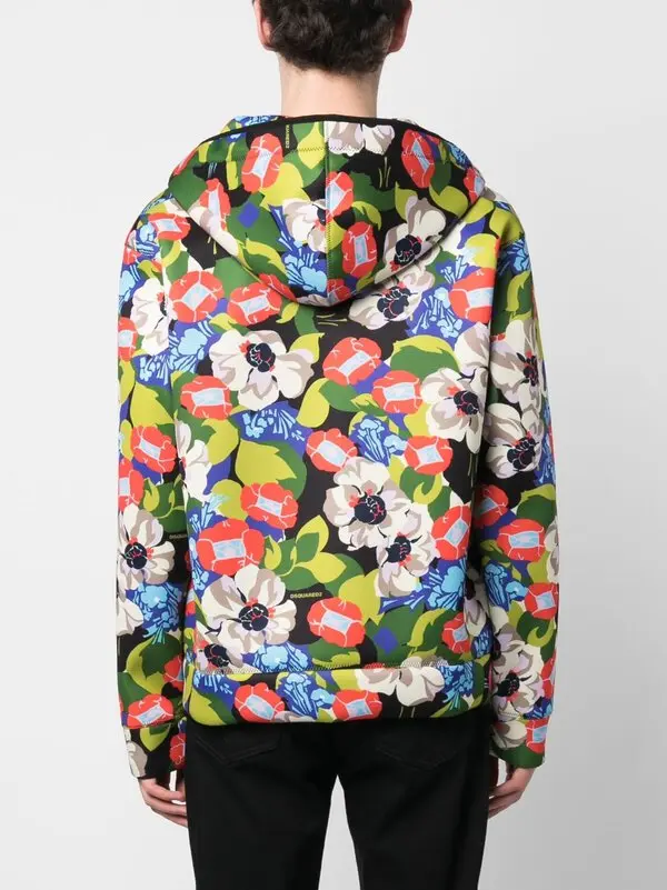 Dsquared2 Floral-print Hooded Jacket