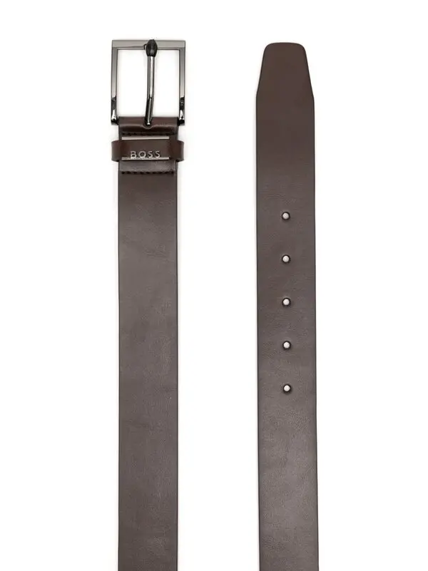 BOSS Logo-plaque Leather Belt - Brown