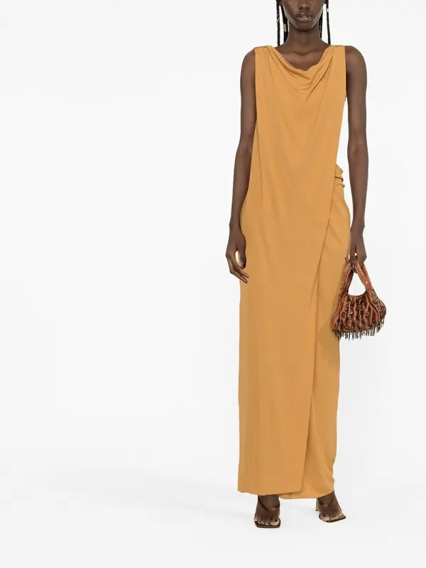 Alberta Ferretti Sleeveless Draped Cut-out Maxi Dress - Neutrals