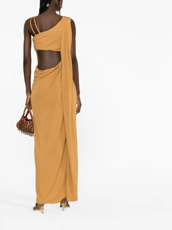 Alberta Ferretti Sleeveless Draped Cut-out Maxi Dress - Neutrals