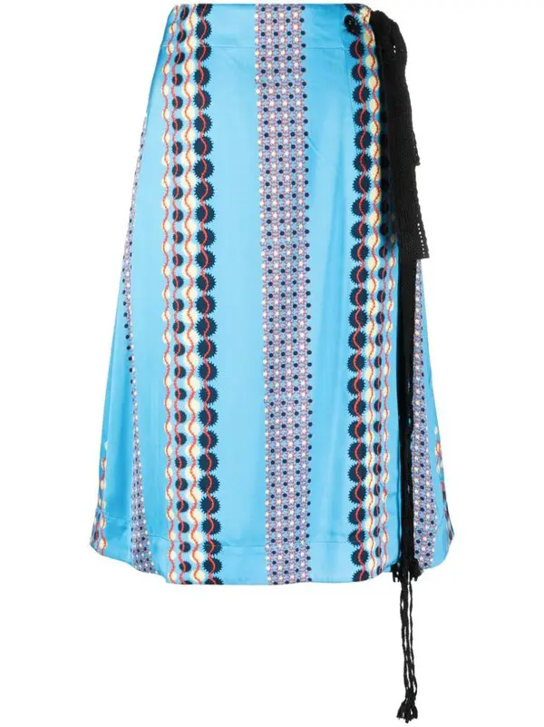 WALES BONNER Tie-fastening Geometric Print Skirt