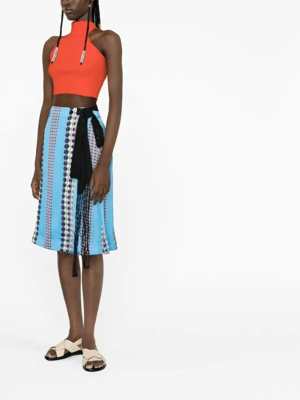 WALES BONNER Tie-fastening Geometric Print Skirt