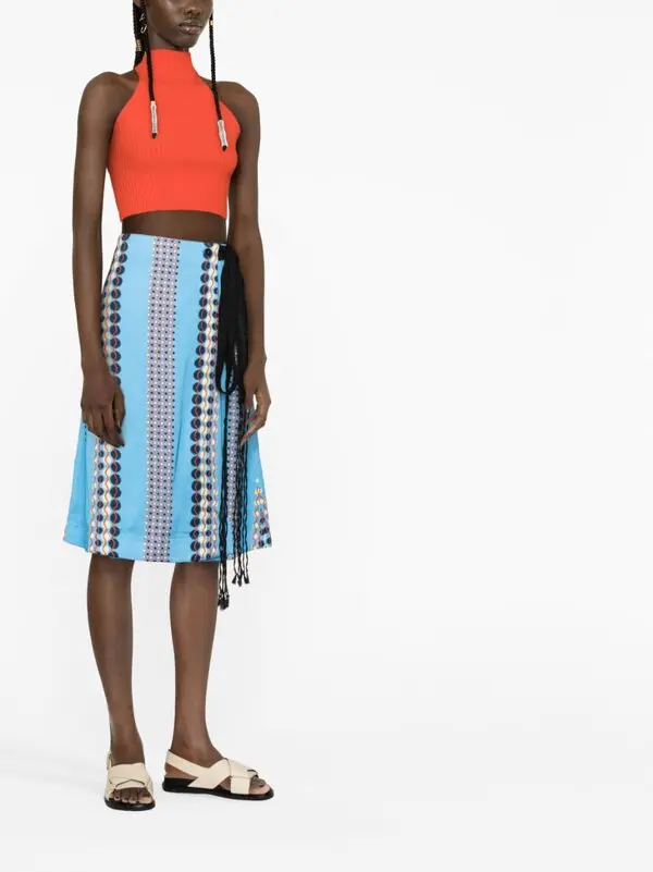 WALES BONNER Tie-fastening Geometric Print Skirt