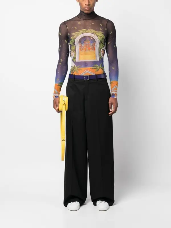 Casablanca Maison D'ete Print Mesh Top
