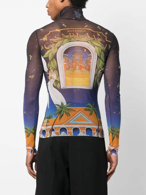Casablanca Maison D'ete Print Mesh Top