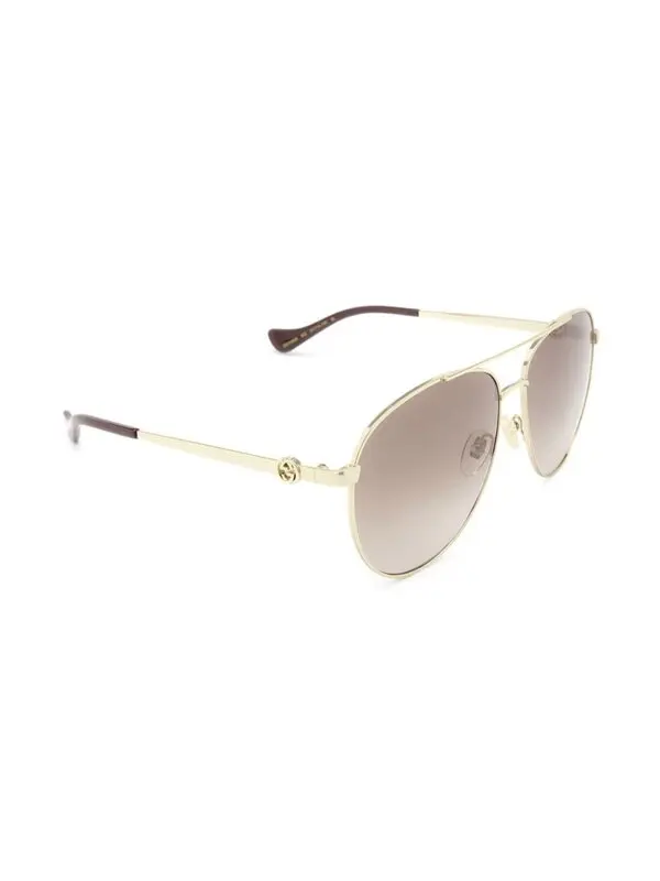 Gucci Interlocking G Pilot-frame Sunglasses - Gold