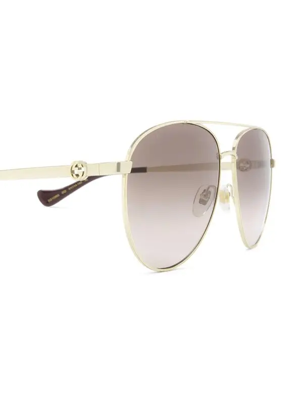 Gucci Interlocking G Pilot-frame Sunglasses - Gold
