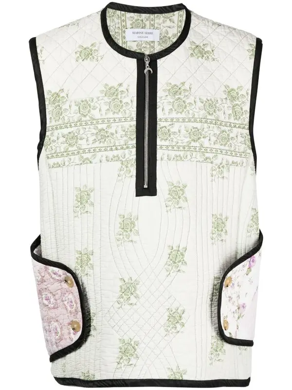 MARINE SERRE Boutis Floral-print Armor Gilet - White