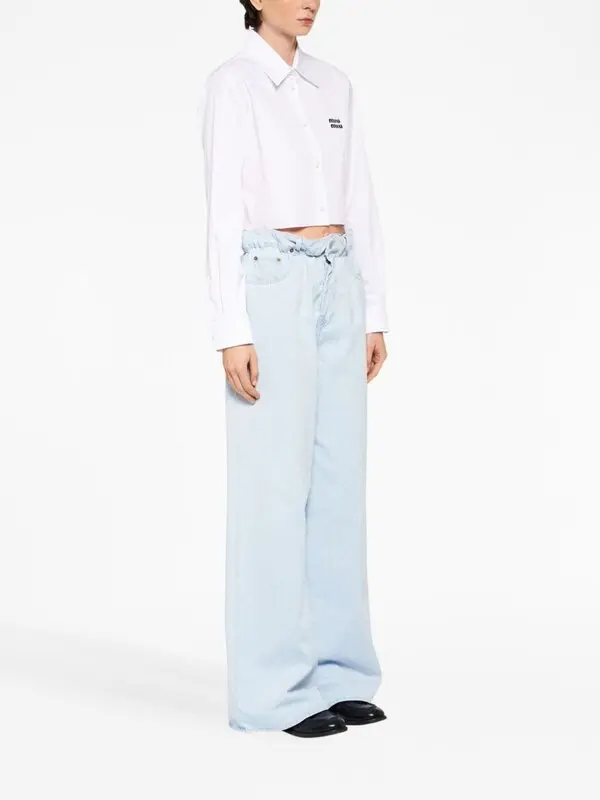 Miu Miu Ruffled Wide-leg Jeans