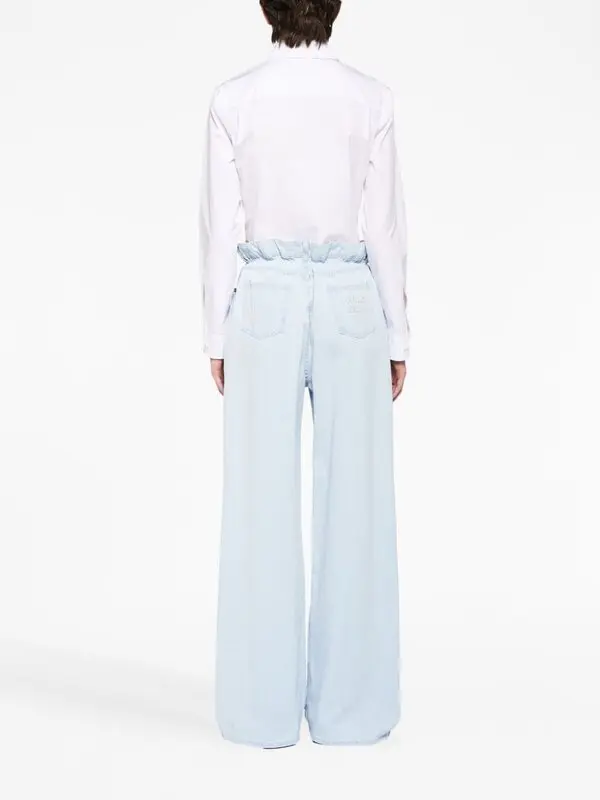 Miu Miu Ruffled Wide-leg Jeans - F0076 Light Blue