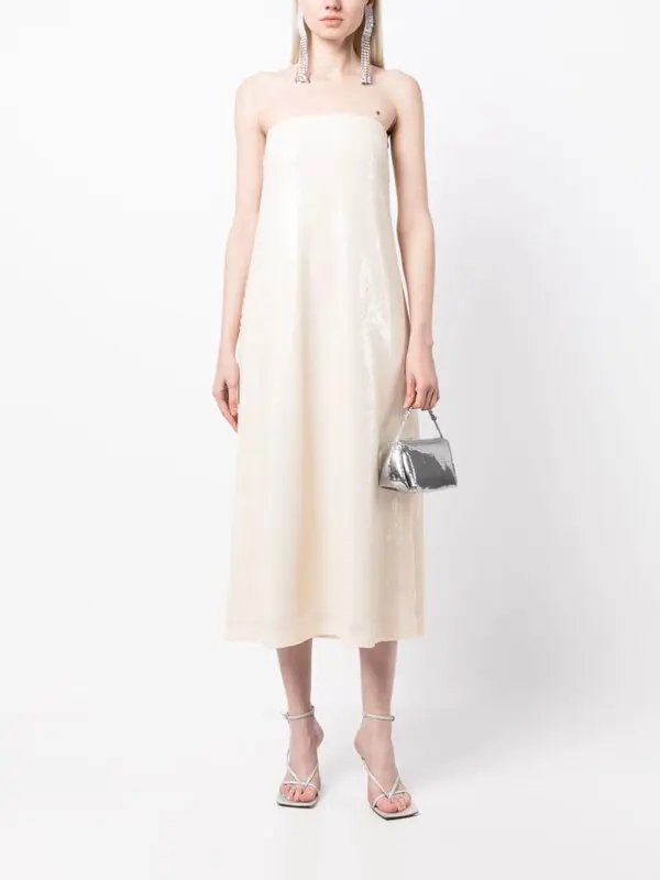 Rokh Shimmer Semi-sheer Midi Dress