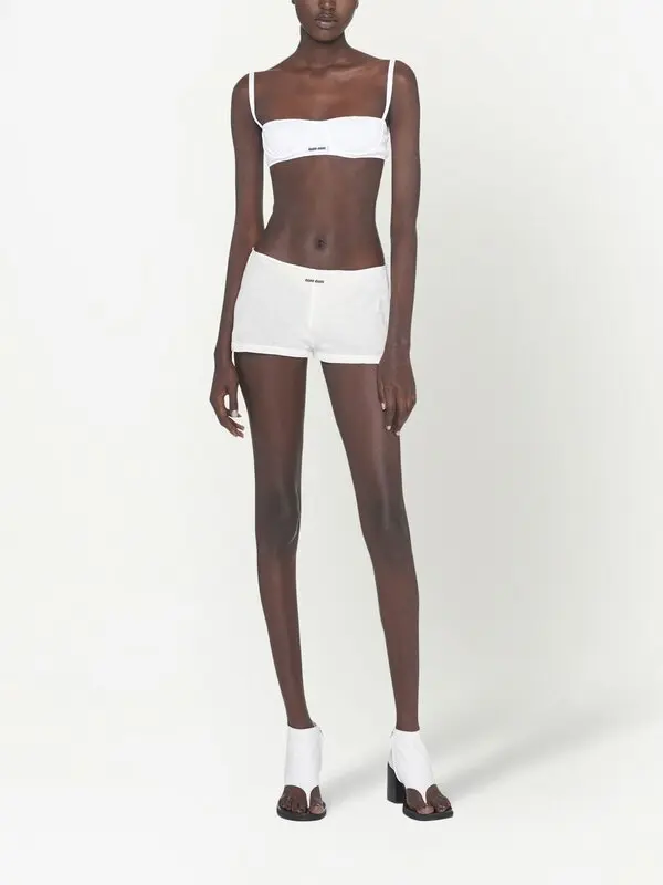 Miu Miu Ribbed Knit Denim Bra
