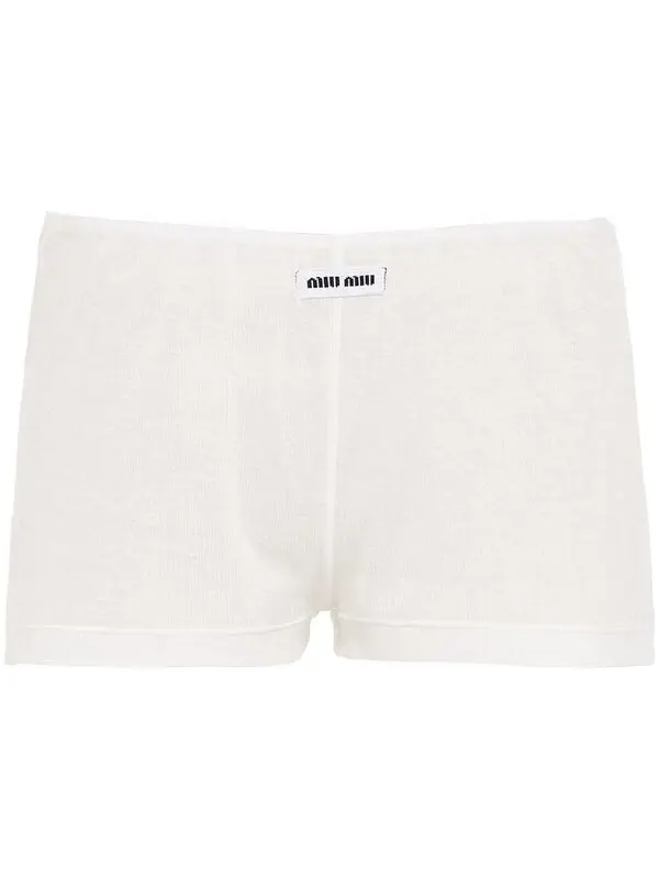Miu Miu Ribbed Knit Boxer Shorts - White