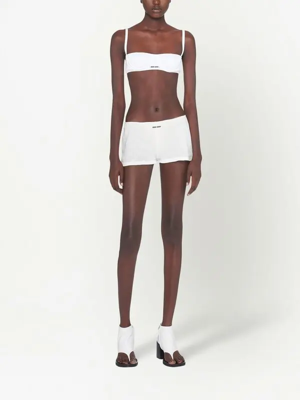 Miu Miu Ribbed Knit Boxer Shorts - White | Editorialist