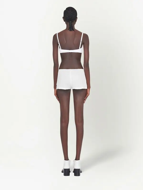 Miu Miu Ribbed Knit Boxer Shorts - White | Editorialist