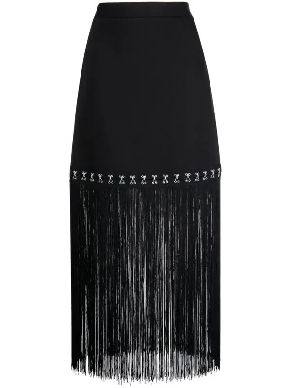 Rokh High-waisted Fringed Ankle-length Skirt
