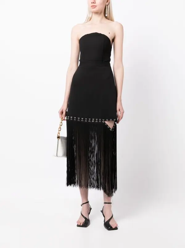 Rokh High-waisted Fringed Ankle-length Skirt
