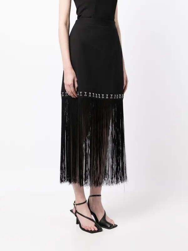 Rokh High-waisted Fringed Ankle-length Skirt