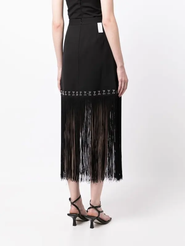 Rokh High-waisted Fringed Ankle-length Skirt