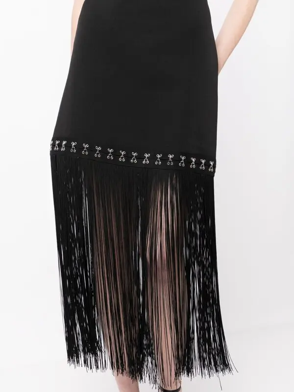 Rokh High-waisted Fringed Ankle-length Skirt