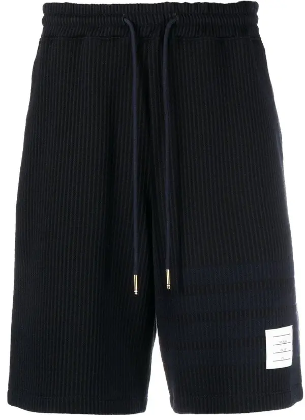 Thom Browne 4-bar Stripe Seersucker Track Shorts - Blue