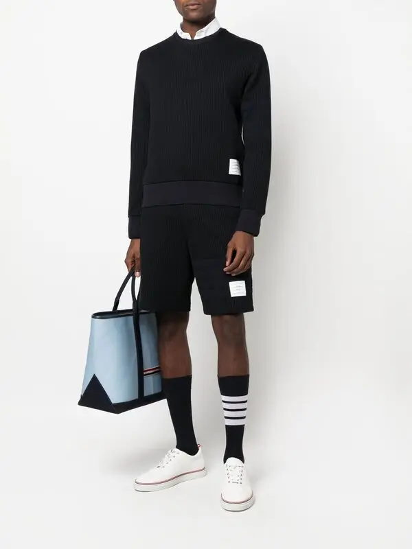 Thom Browne 4-bar Stripe Seersucker Track Shorts - Blue