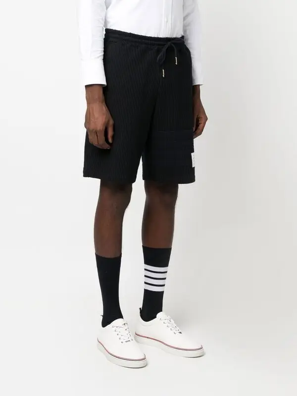 Thom Browne 4-bar Stripe Seersucker Track Shorts - Blue