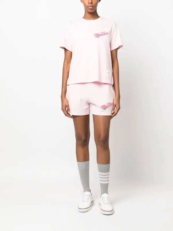 Thom Browne Car-embroidered Piqué Shorts - Pink