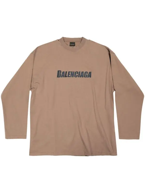 balenciaga ロゴ Tシャツ XL ベージュ Logo cotton-blend jersey T-shirt in beige - Balenciaga | Mytheresa
