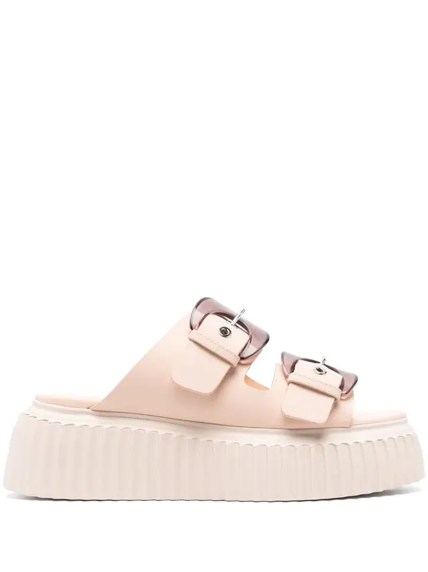 Agl Agatha Double-buckle Slippers - Pink