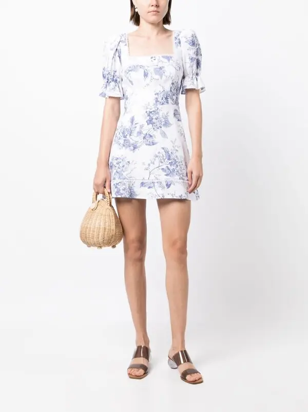 Reformation Evianna Floral-Motif Linen Dress In White - 50% Off |  Editorialist